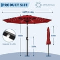 10 FT Patio Umbrella with Solar Lights, Outdoor Table Umbrella with 8 ...