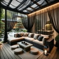 Black Extra Wide Outdoor Curtains Voile Mesh Screen Lightweight Privacy ...