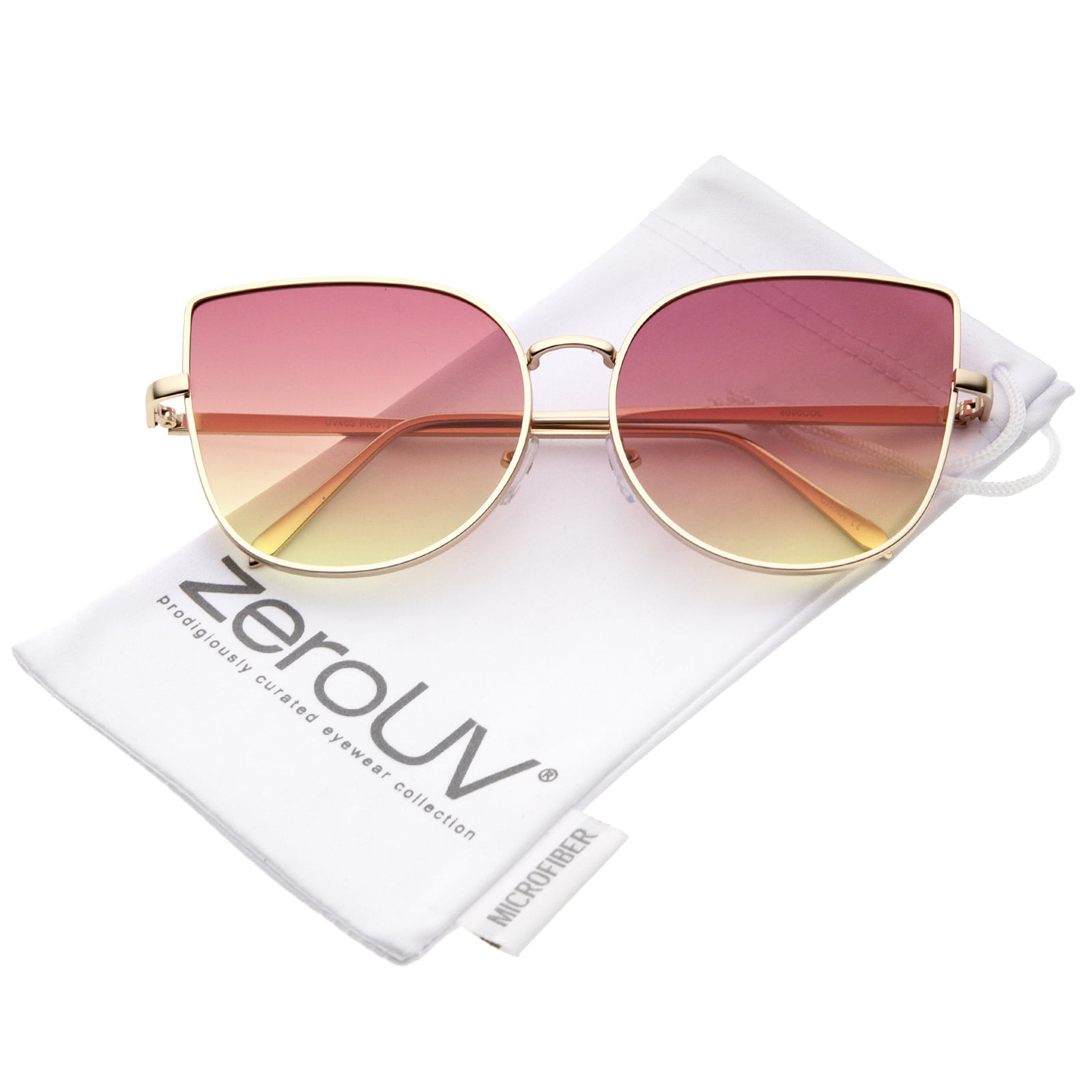Zerouv Female Womens Oversize Slim Metal Frame Gradient Colored Flat