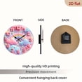 2D Flat10Inch Wooden Wall Clock with Pastel Rainbow Design, Silent ...