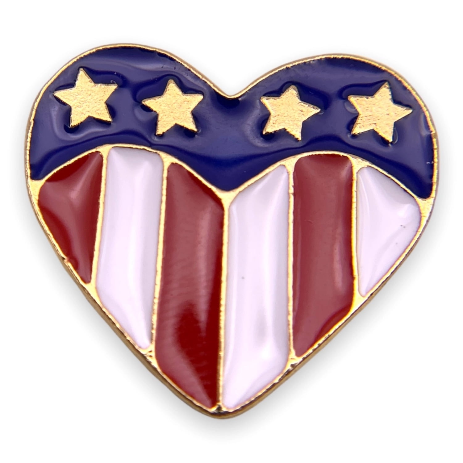 StockPins Heart Shaped American Flag Lapel Pin in Gold with Red, White ...