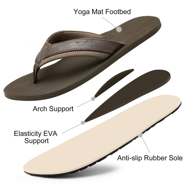 Harvest Land Men's Flip Flops with Arch Support, Comfortable Harvest Land Men's Flip Flops with Arch Support, Comfortable