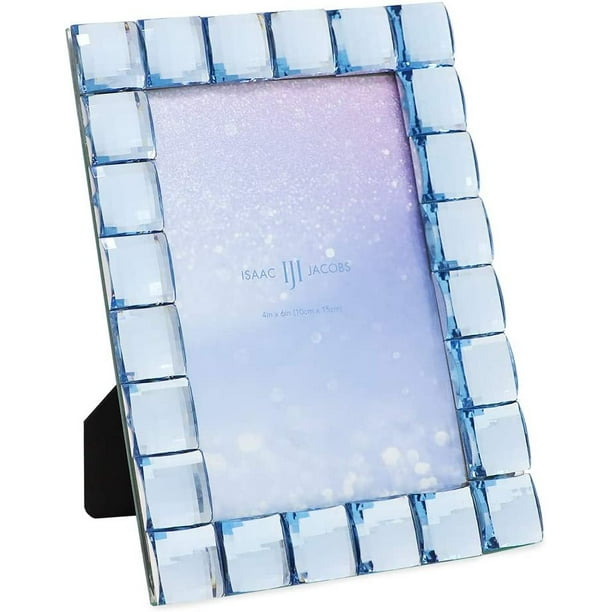 Isaac Jacobs Decorative Sparkling Light Blue Jewel Picture Frame, Photo ...