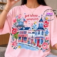 CLOTEX God Bless America TShirt Hand Drawn, Patriotic Small Town ...