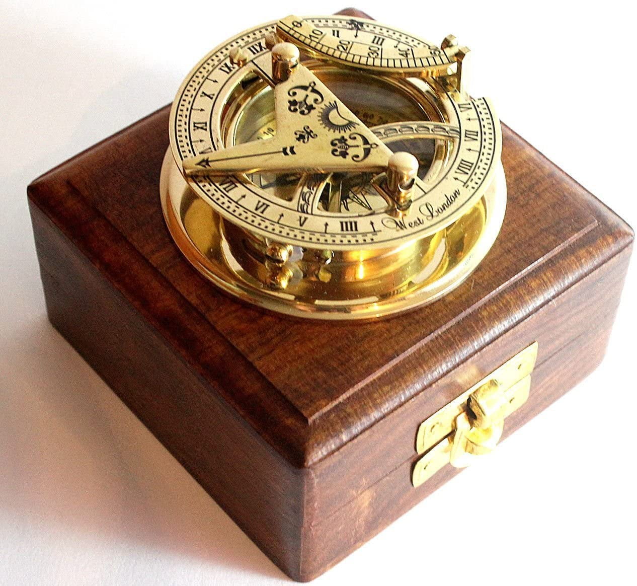 BRASS SUNDIAL COMPASS -Solid Brass Pocket Sundial - West London With ...