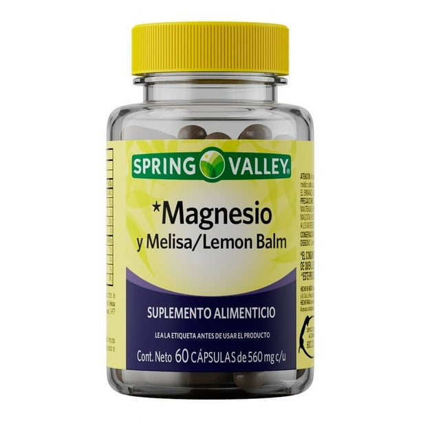 Magnesio + Lemon Balm Spring Valley 560mg 60 capsulas | Bodega Aurrera ...