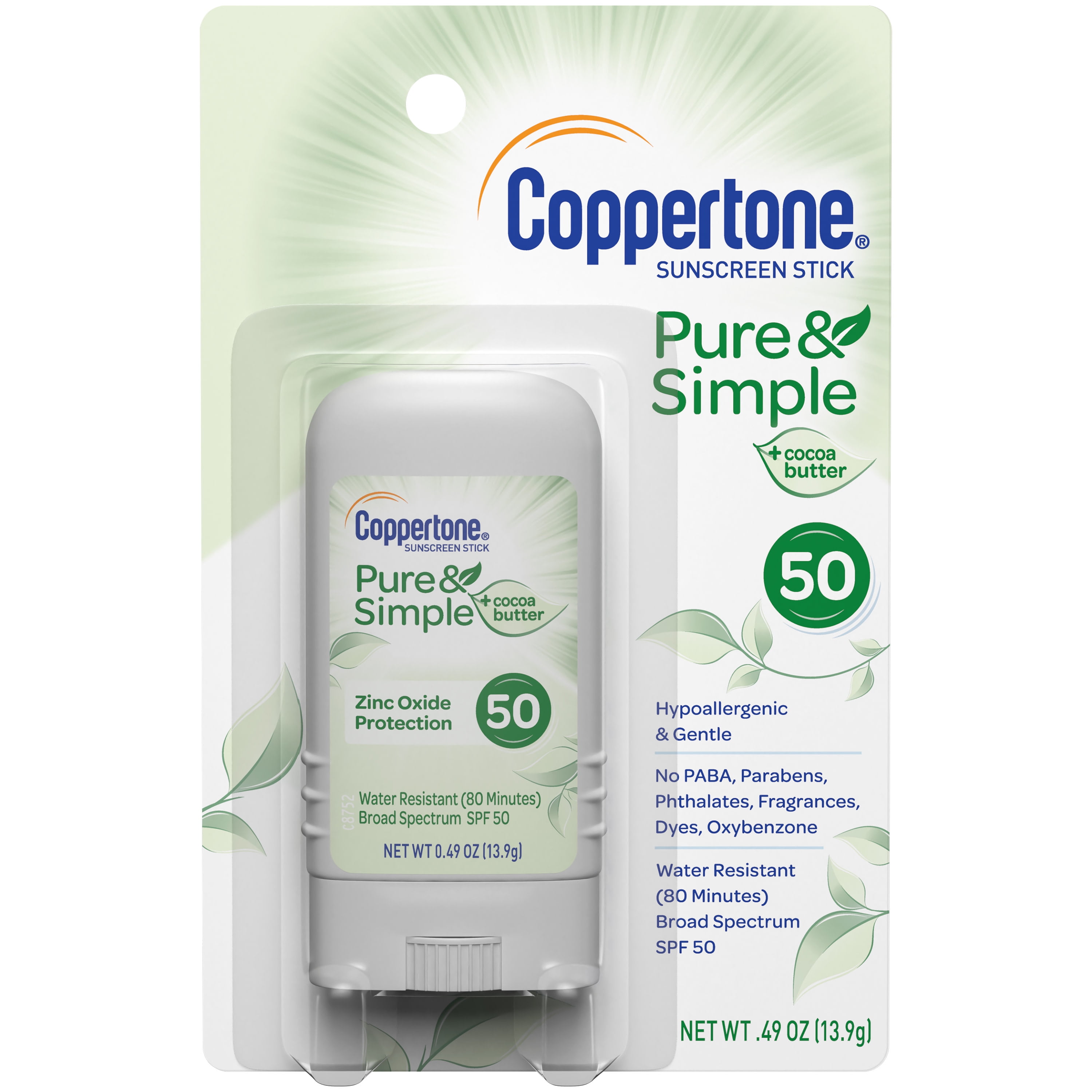 Coppertone Pure & Simple SPF 50 Stick Sunscreen, 0.49 oz - Walmart.com