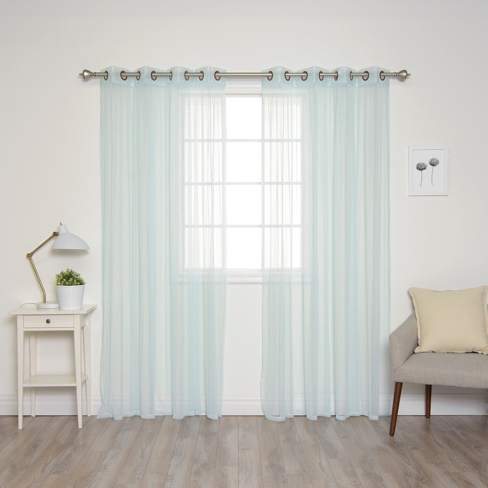 Aurora Home Pastel Tulle Lace Curtain Panel Pair - Walmart.com