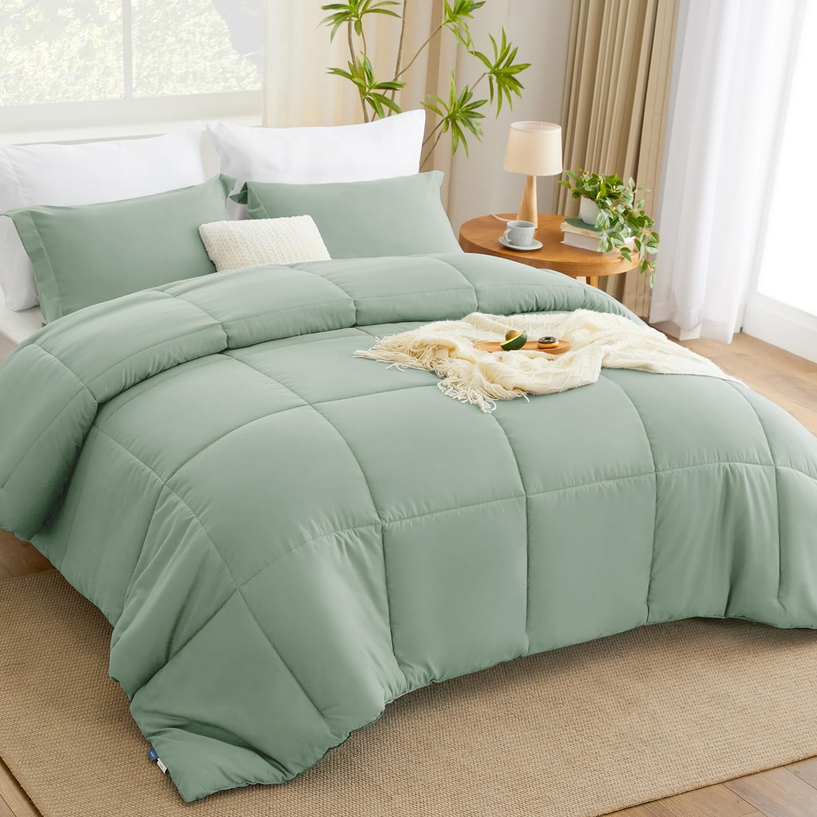 Click here for Cozylux Queen Comforter Set - Sage Green Comforter... prices