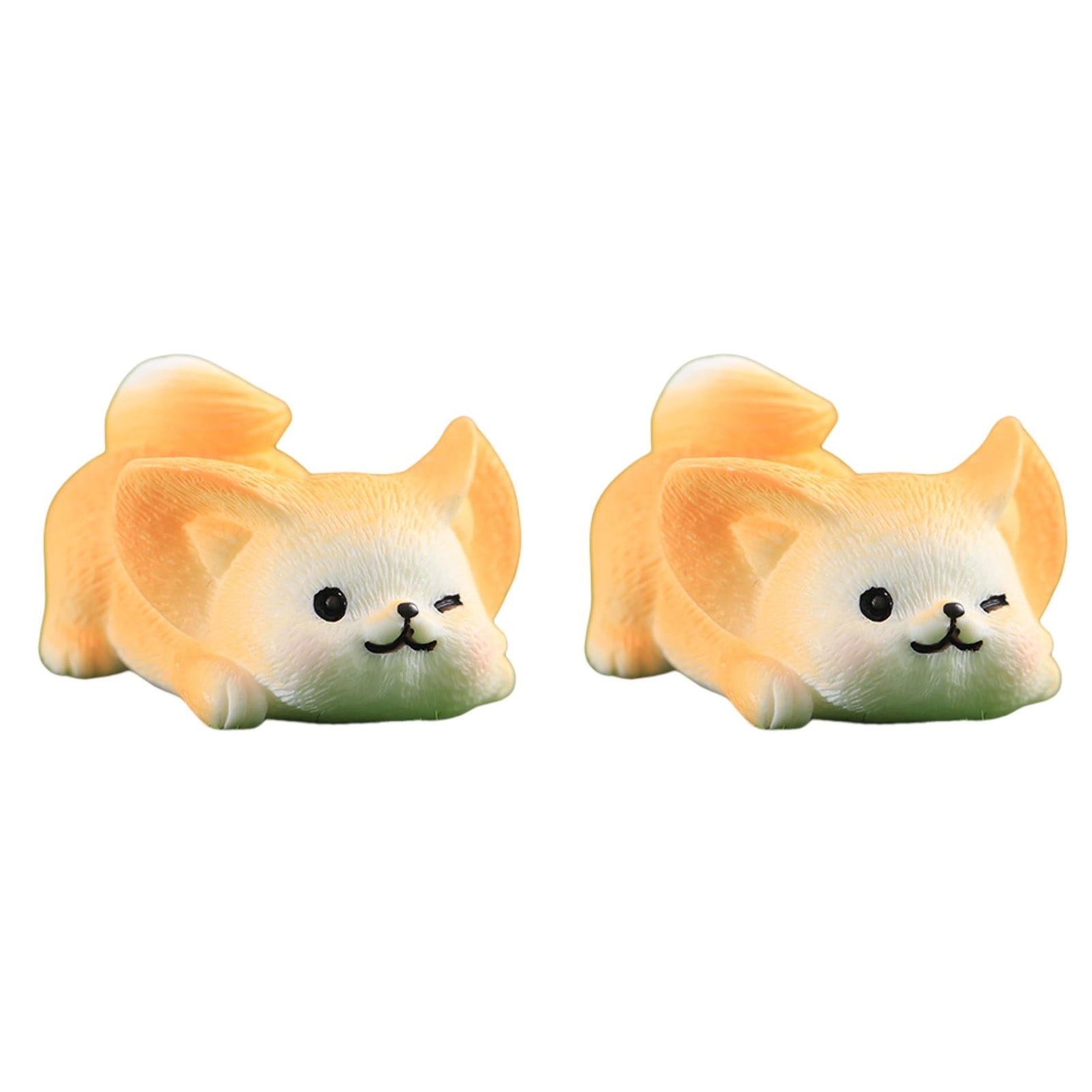 Hesroicy Adorable Fennec Fox Ornament Set 2Pcs Handcrafted Decorative ...