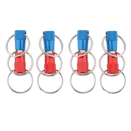 4x Quick Release Keychains With 3 Split s Removable Snap Lock Holder ...