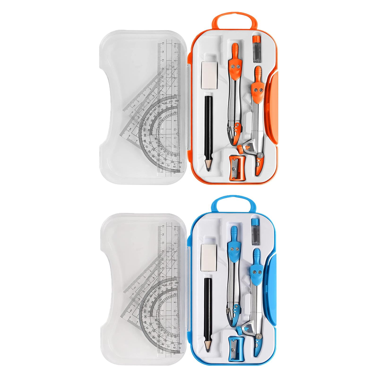 Math Geometry Compass Set Ruler Eraser Protractor for Engineering ...
