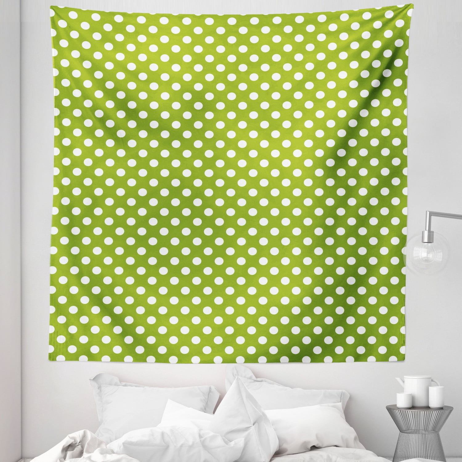 Geometric Tapestry, Retro Style Simple Image of Polka Dots Circle ...