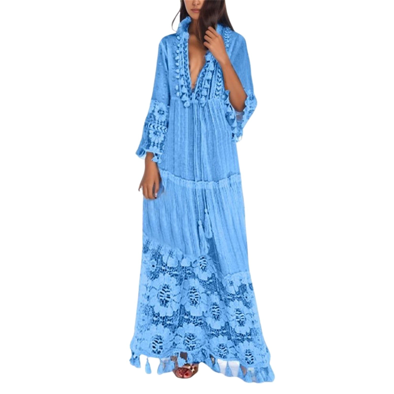 Click here for Tjazfjpa Womens Sun Dresses V-Neck Tassel Large Si... prices