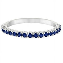 Half-Eternity Blue Sapphire Wedding Band Stacking Ring 925 Sterling ...