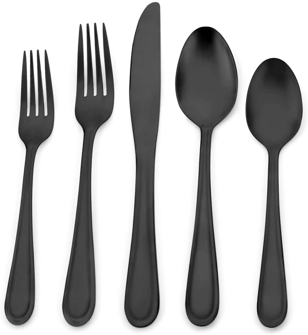 Matte Black Silverware Set, 20 Piece Stainless Steel Flatware Set,Satin ...