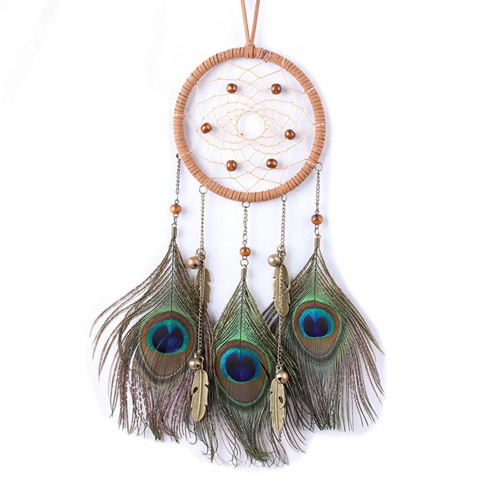 Peacock Green Catcher's Spirit Ins Wind Dream Net Catcher Bamboo Circle ...