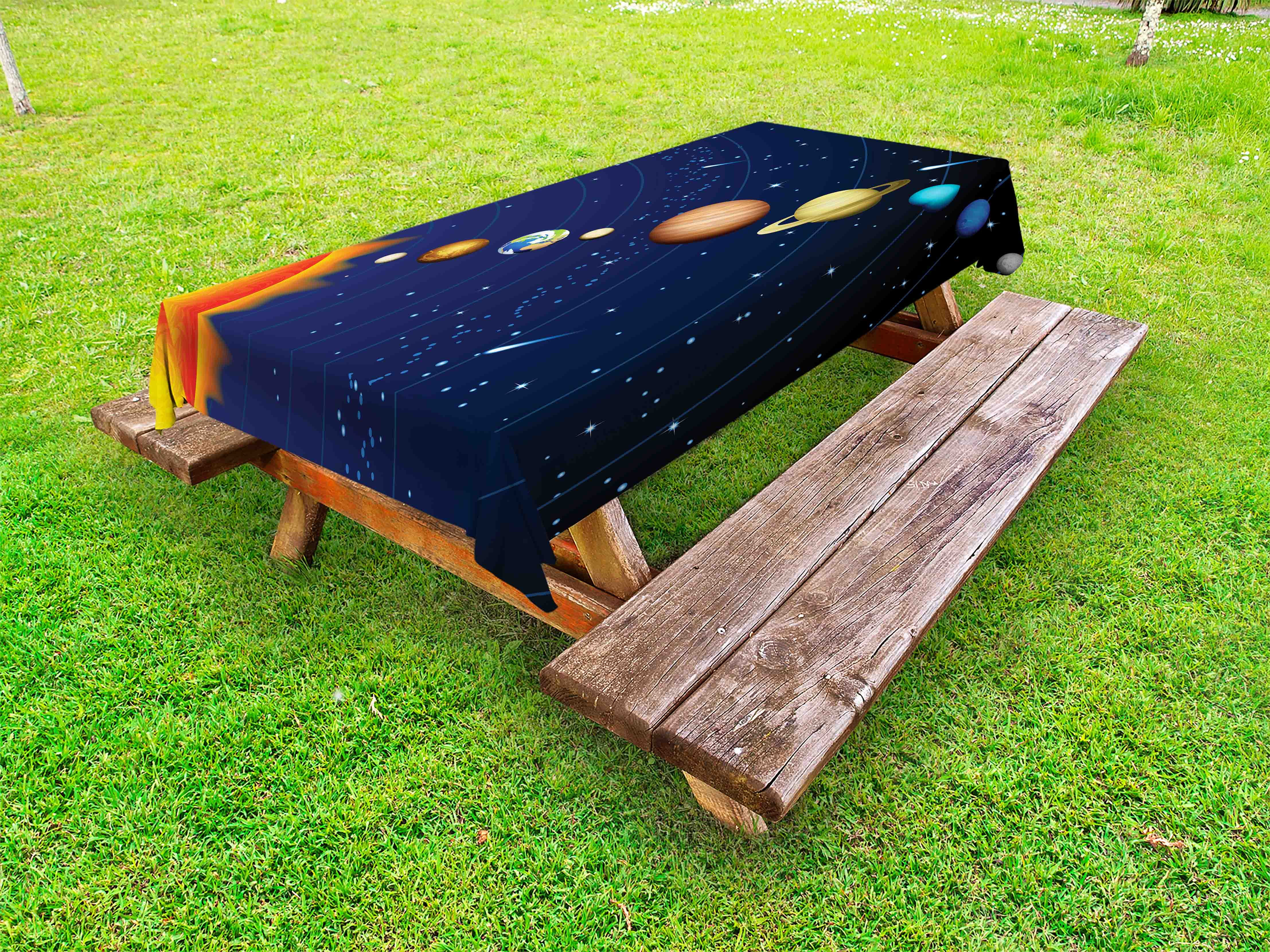Space Outdoor Tablecloth, Solar System with Sun Uranus Venus Jupiter ...