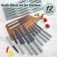 12-Piece Blue Modern Knife Block Set with Drawer Organizer, Stainless ...