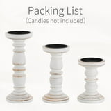 Hanobe Rustic Wooden Candle Holders, Farmhouse White, Set of 3 for ...