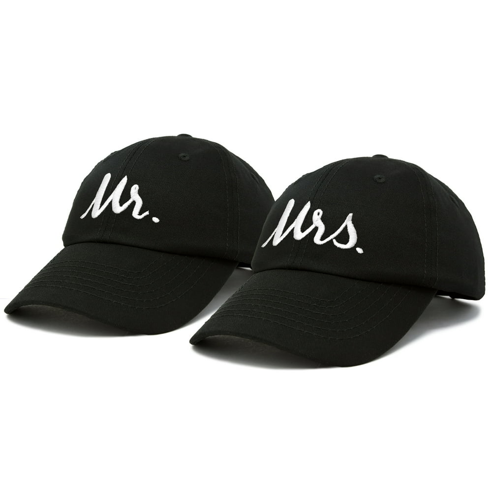 DALIX Mr and Mrs Baseball Cap Matching Couples Hat Set in Black ...