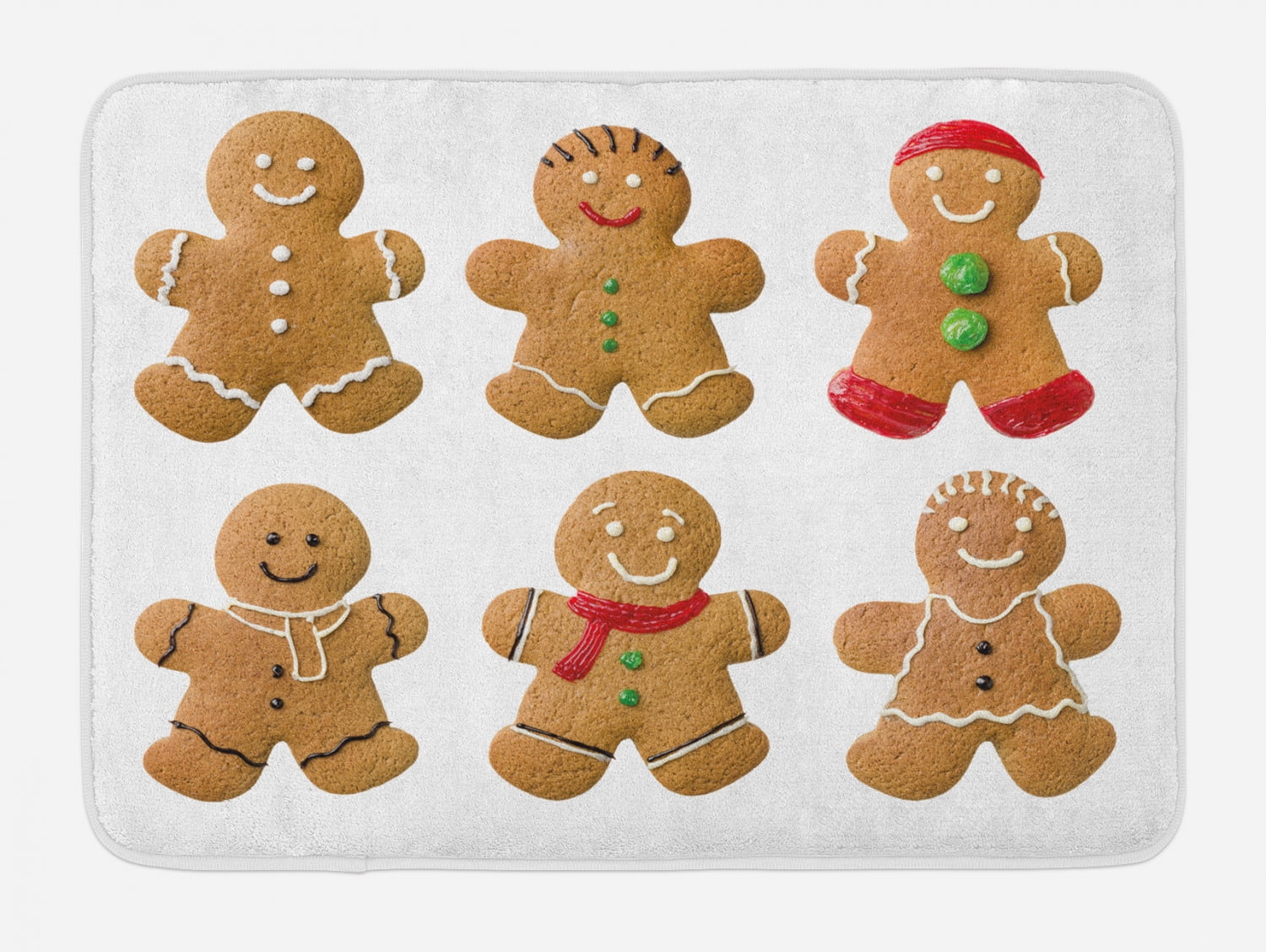 Gingerbread Man Bath Mat, Vivid Homemade Biscuits Sugary Xmas Treats ...