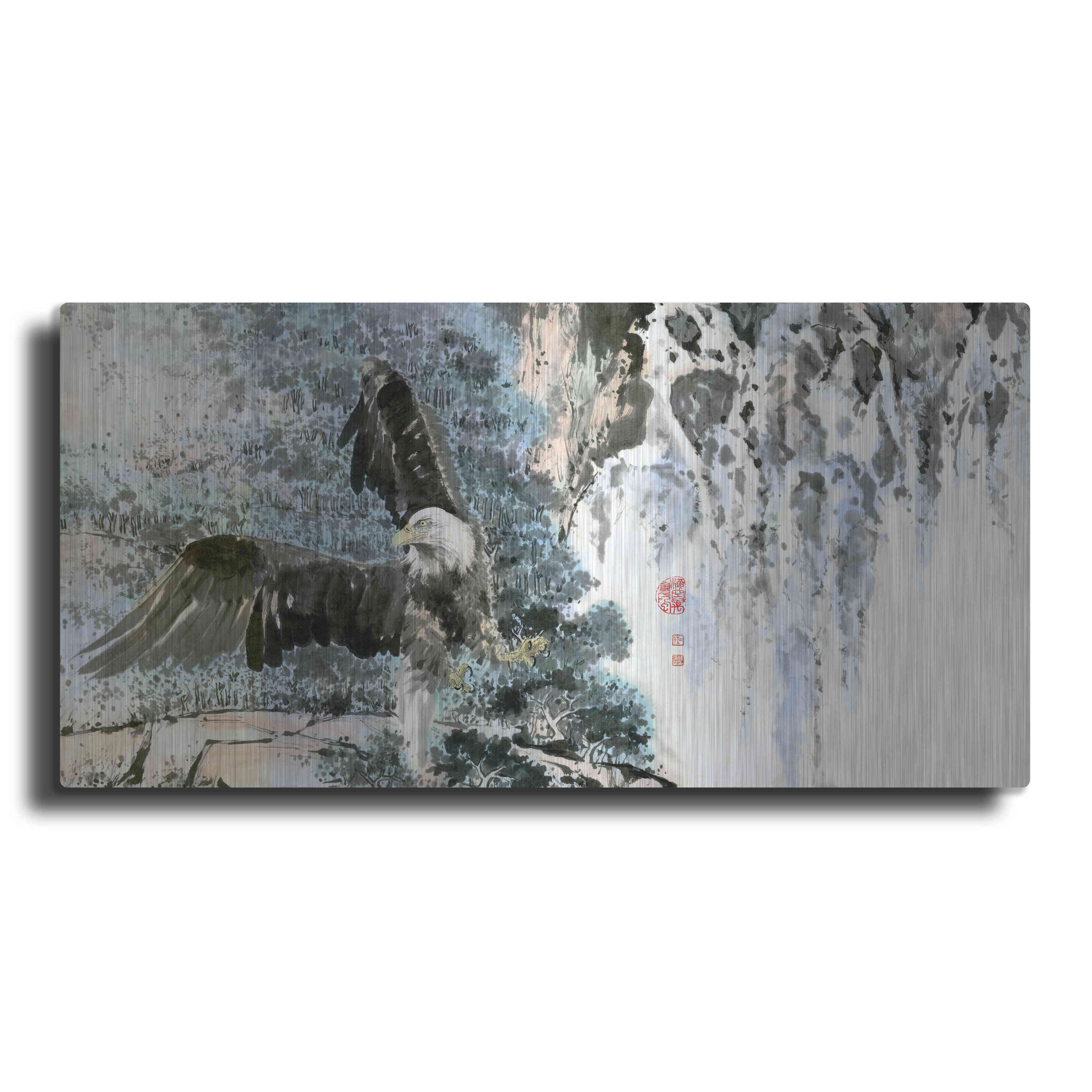 Luxe Metal Art 'Bald Eagle Over Cascading Waterfalls' by River Han ...