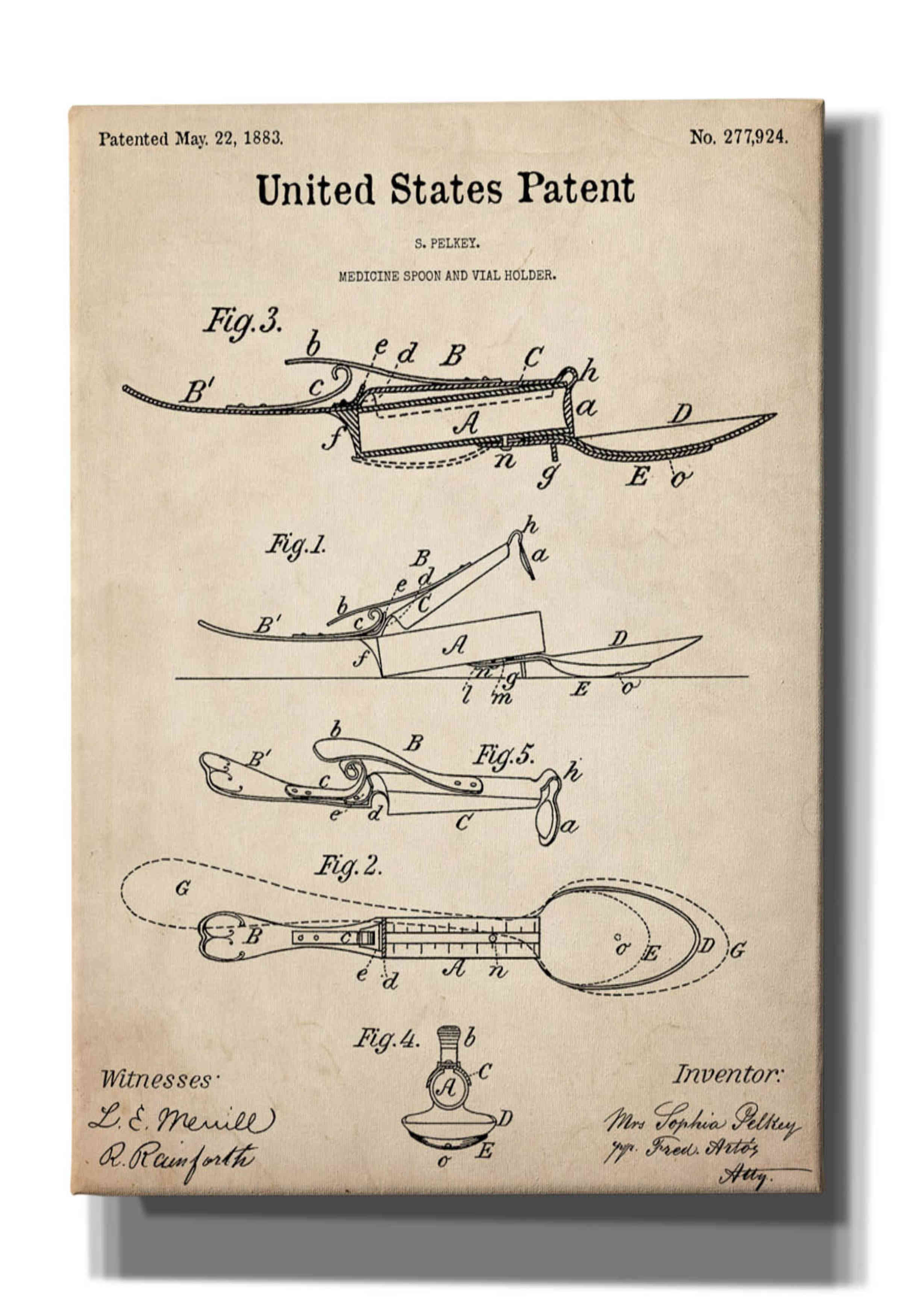 Epic Graffiti 'Medicine Spoon Blueprint Patent Parchment,' Canvas Wall ...
