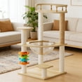 ZephyPaws 33in Solid Wood Cat Tree Tower with Scratching Post,Modern ...