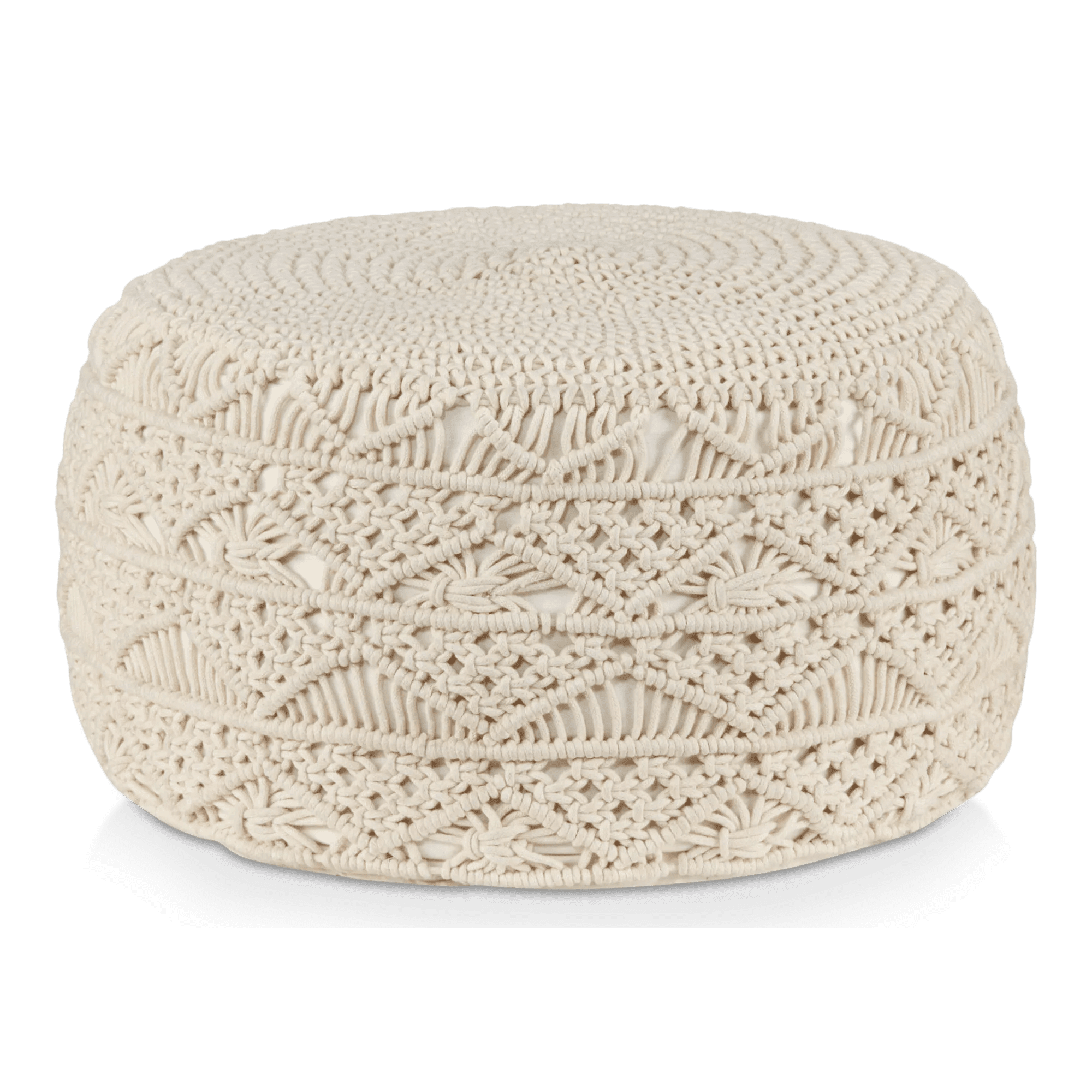 Click here for Bouclair Beige Macrame Ottoman 24 X 145 In (60.9 X... prices