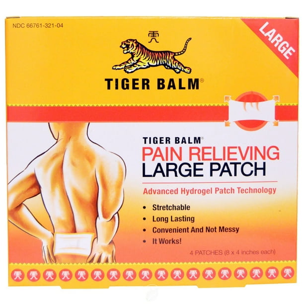 (2 Pack) Tiger Balm Tiger Balm Patch 8x4 inch Large Size 4 Ct - Walmart ...