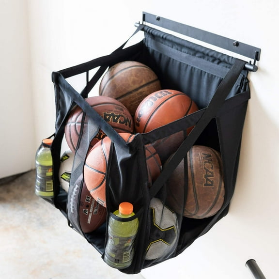 Ball Storage Rack with Bottom Holder, Adjustable Elastic Cords Sports ...