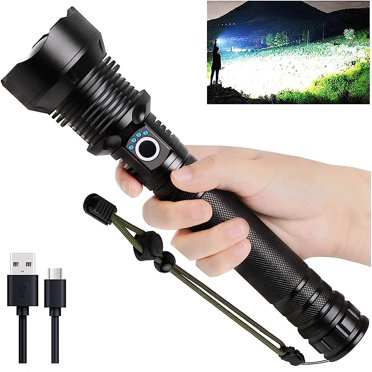 Rechargeable Flashlight High Lumens, 120000 Lumens XHP70.2 Super Bright ...