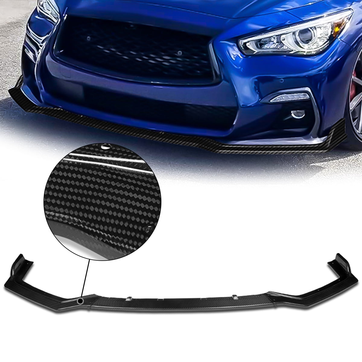For 2018 to 2022 Infiniti Q50 Sport Trim 3Pcs Real Carbon Fiber Car ...
