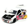 Diecast 1986 Toyota Trueno (AE86) RHD (Right Hand Drive) #25 White with Graphics and Aggretsuko ...