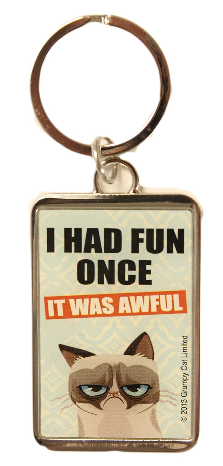 I Had Fun Once, It Was Awful - Grumpy Cat Rectangular Keychain by Ganz ...