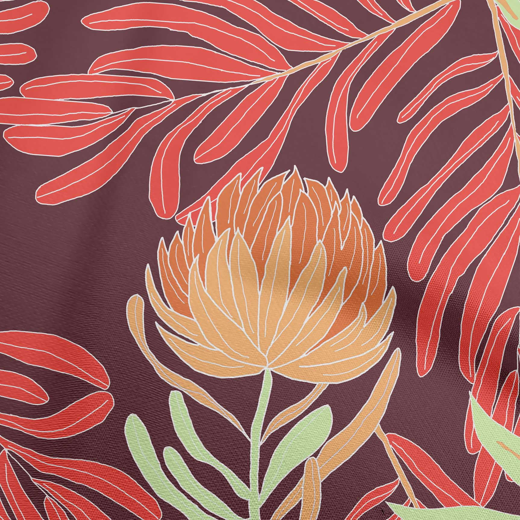 oneOone Silk Tabby Maroon Fabric Tropical Floral Sewing Craft Projects ...