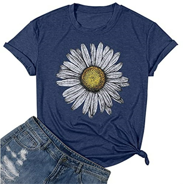 VILOVE Sunflower Shirts for Women Cute Dandelion Graphics T Shirt ...