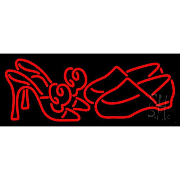 Heels Shoes LED Neon Sign 10 x 24 - inches, Black Square Cut Acrylic ...