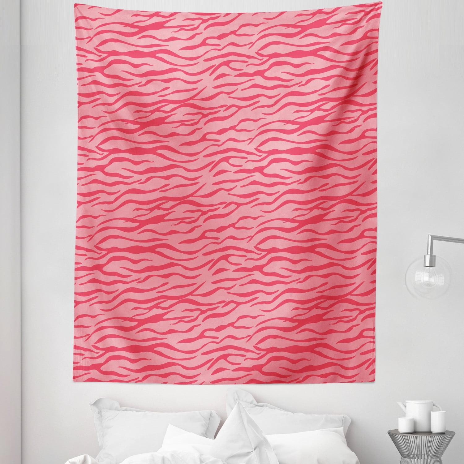 Pink Zebra Tapestry, Wavy Zebra Stripes Camouflage Savannah Safari ...