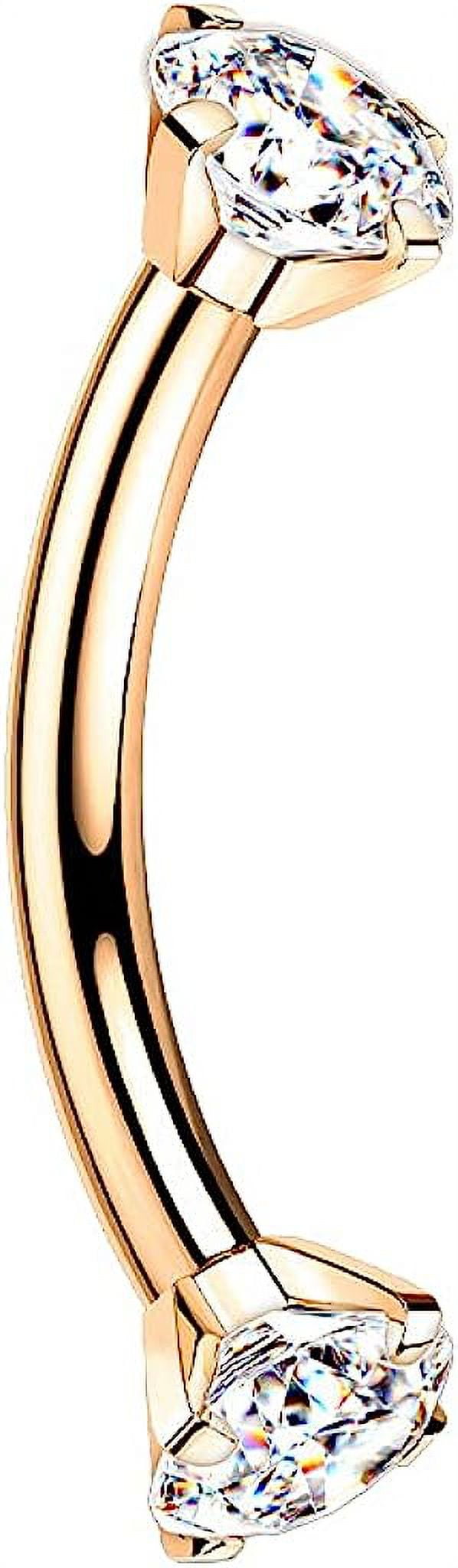 Implant Grade Titanium Curved Barbells With Internally Threaded Prong Set CZ Ends (Sold Per ...