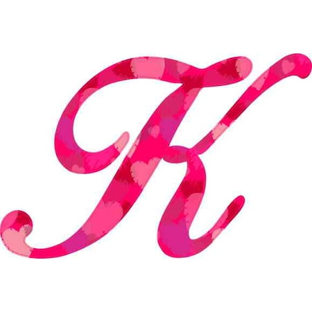 4 x 2.5 Hearted Cursive K Monogram Sticker Fancy Vinyl Vehicle Stickers ...