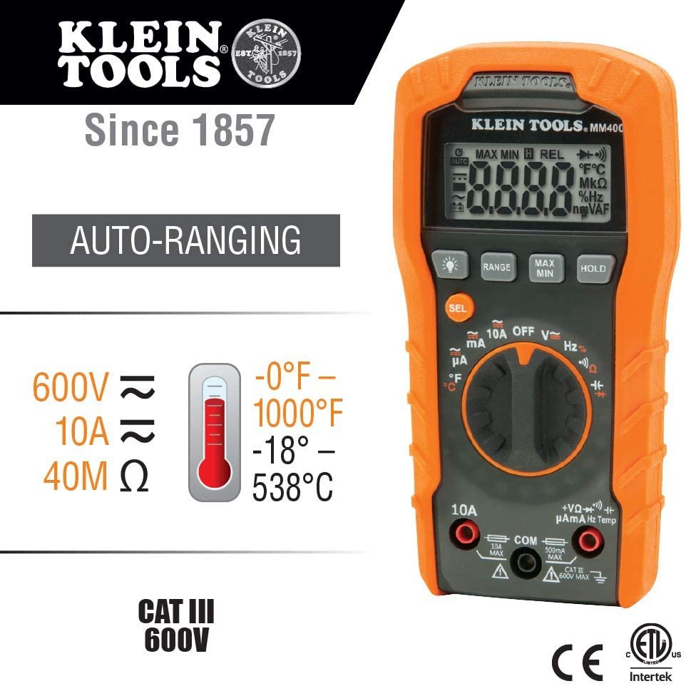 Buy Klein Tools MM400 Multimeter, Auto Ranging Digital Electrical ...