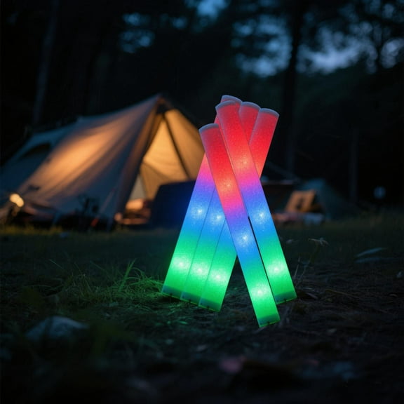 Partyglowz Bright LED Light Up 18 inch White Foam Stick Batons - Bulk ...