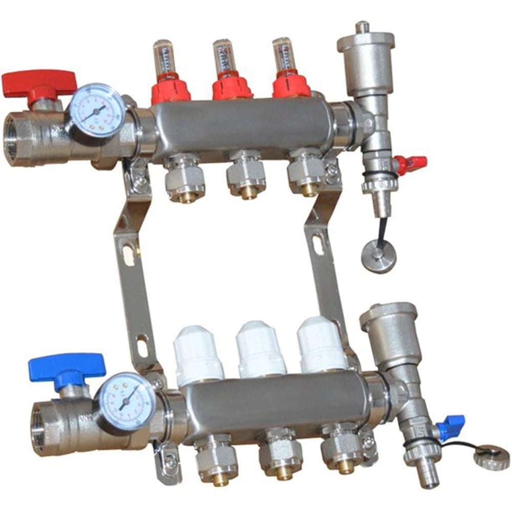 EQCOTWEA 3-Branch PEX Radiant Floor Heating Manifold Set Floor Heating ...