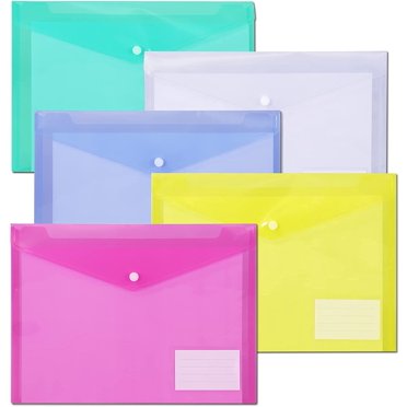 12 Pack Plastic Poly Filing Envelopes, Clear Document Folders Letter A4 ...