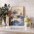 Blue Pagoda Mountain Poster, Asian Landscape Art, Traditional Oriental ...