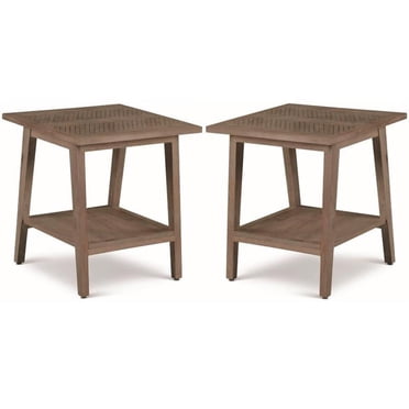 Home Square Traditional Solid Wood Side Table in Natural Finish - Set ...