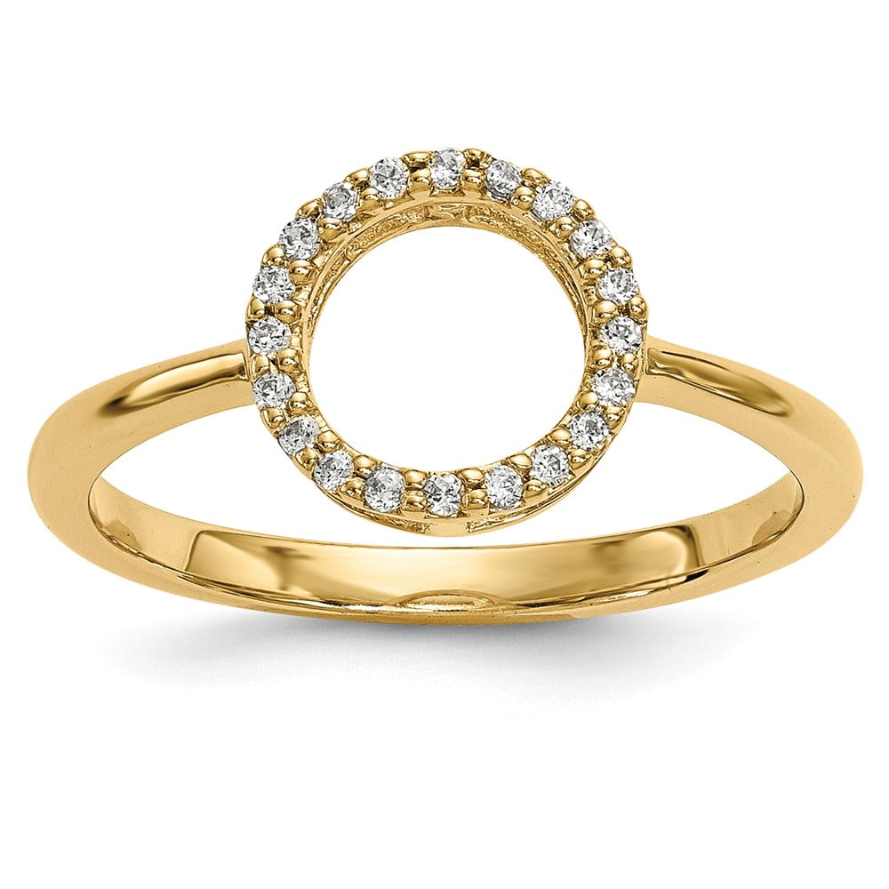 Solid 14k Yellow Gold Diamond Open Circle Ring (2mm) (.08ct.) - Size 8. ...