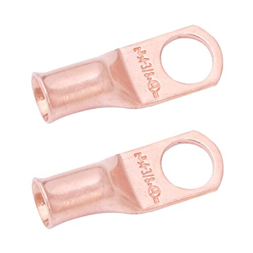 SELTERM 4 AWG 3/8" Ring Battery Cable End Terminal Lugs Bare Copper 2ea ...